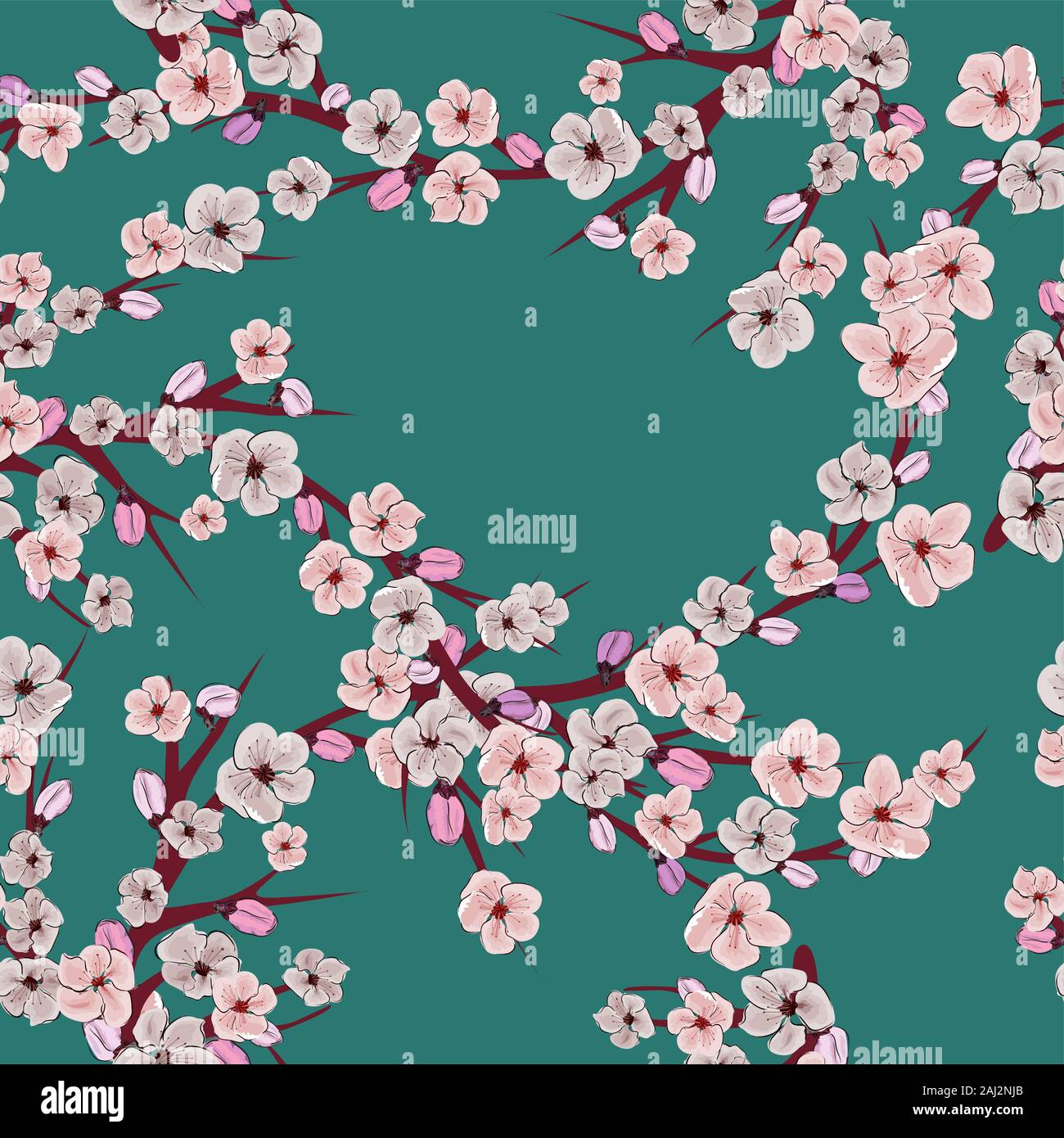 Traditional Japanese Cherry Blossom Pattern Sakura Flowers Traditional