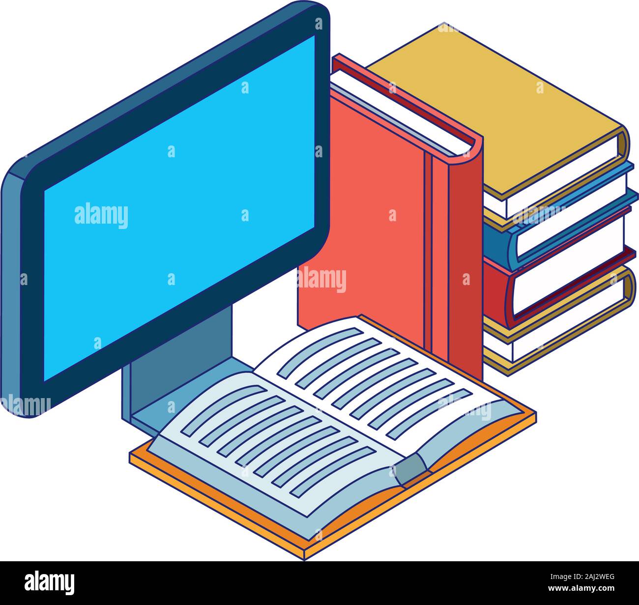 academic books and computer screen Stock Vector Image & Art - Alamy