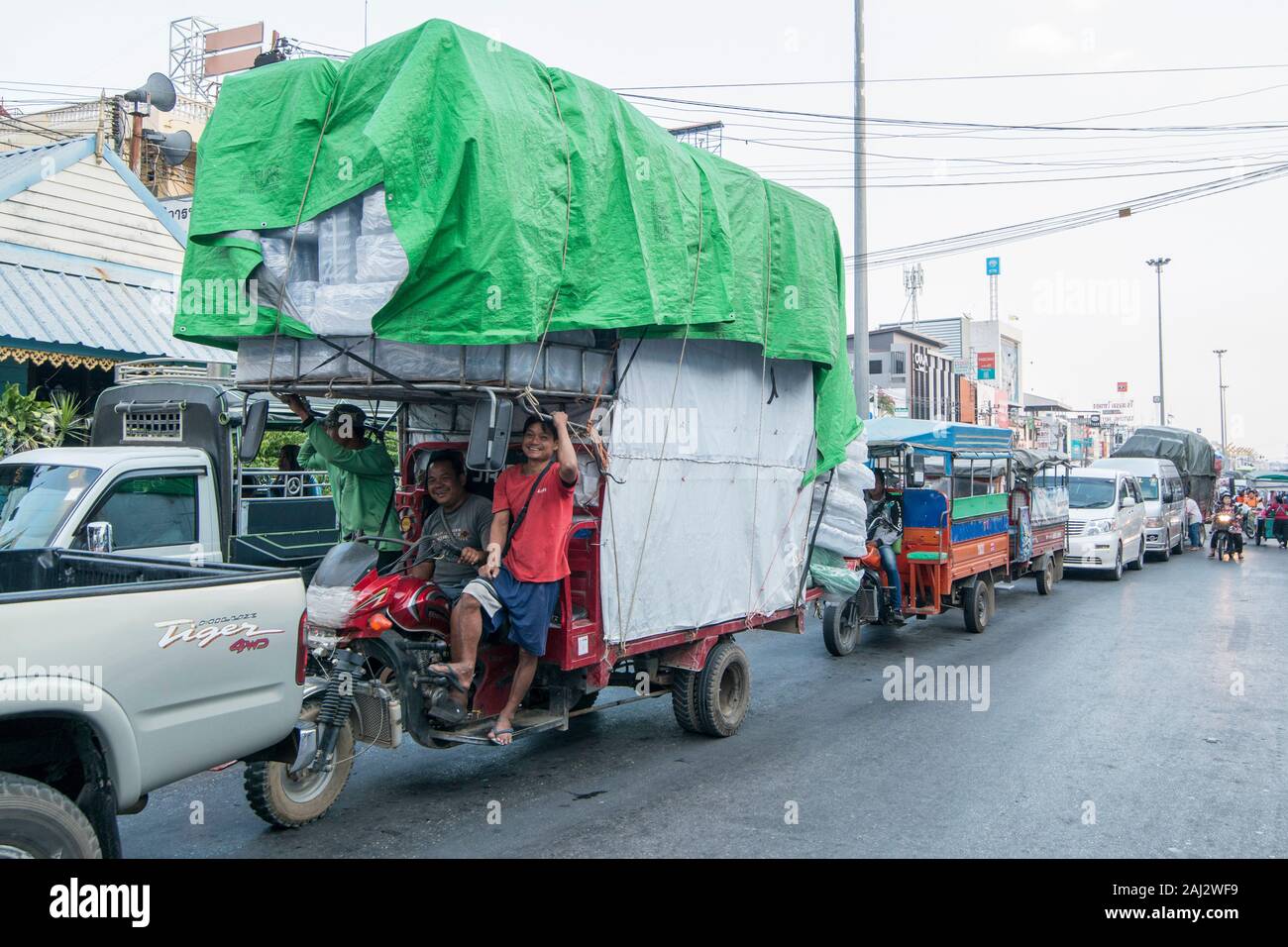 Import and Export goods on the way to the Thai-Myanmar Border in front ...