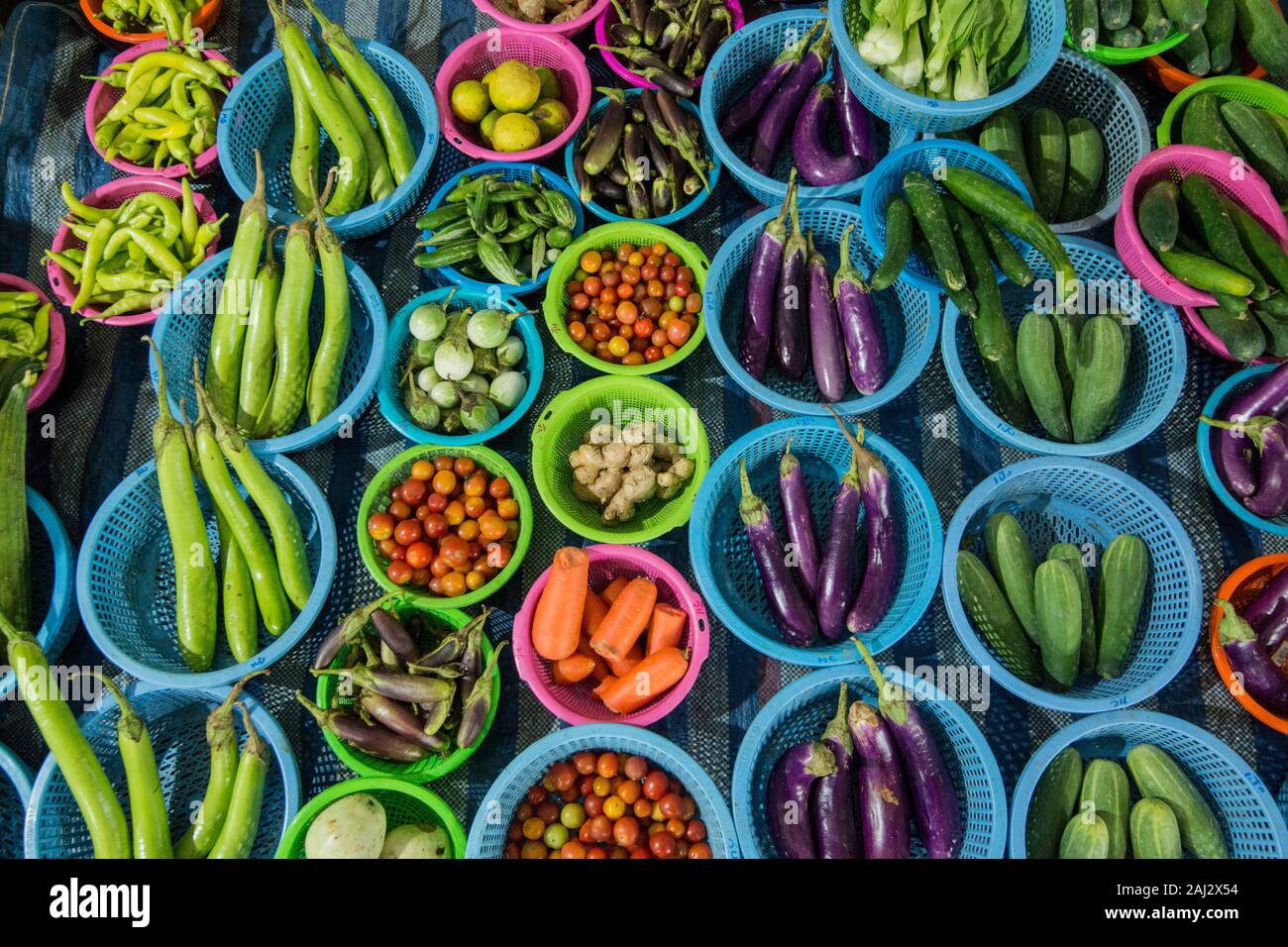 fresh vegetable at the food market in the town of Mae Sai on the Border ...