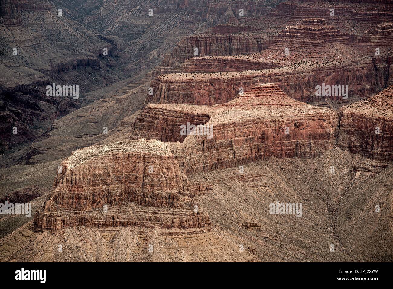 View into the Grand Canyon. The multiple layers of rock eventually form ...