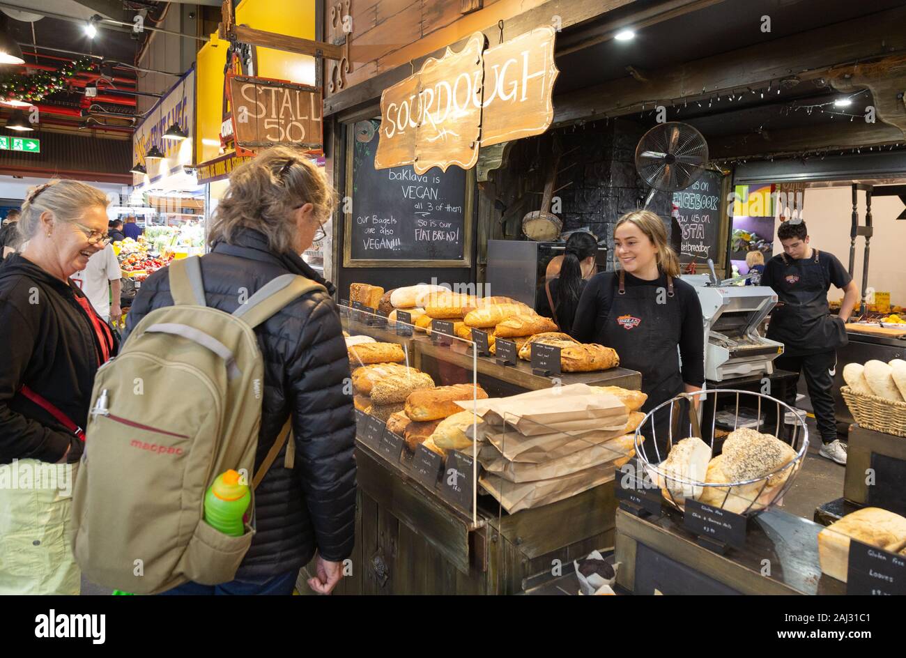 Central Market Adelaide Australia - a woman shopping at a bread stall ...