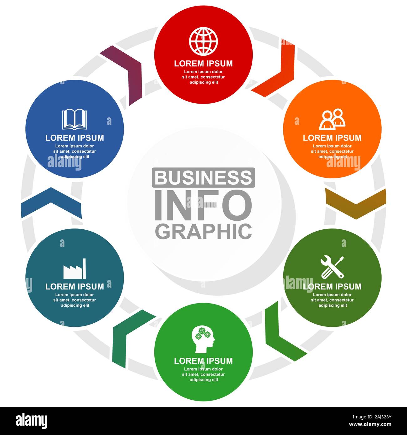 Business, industry, education and technology circular infographic ...