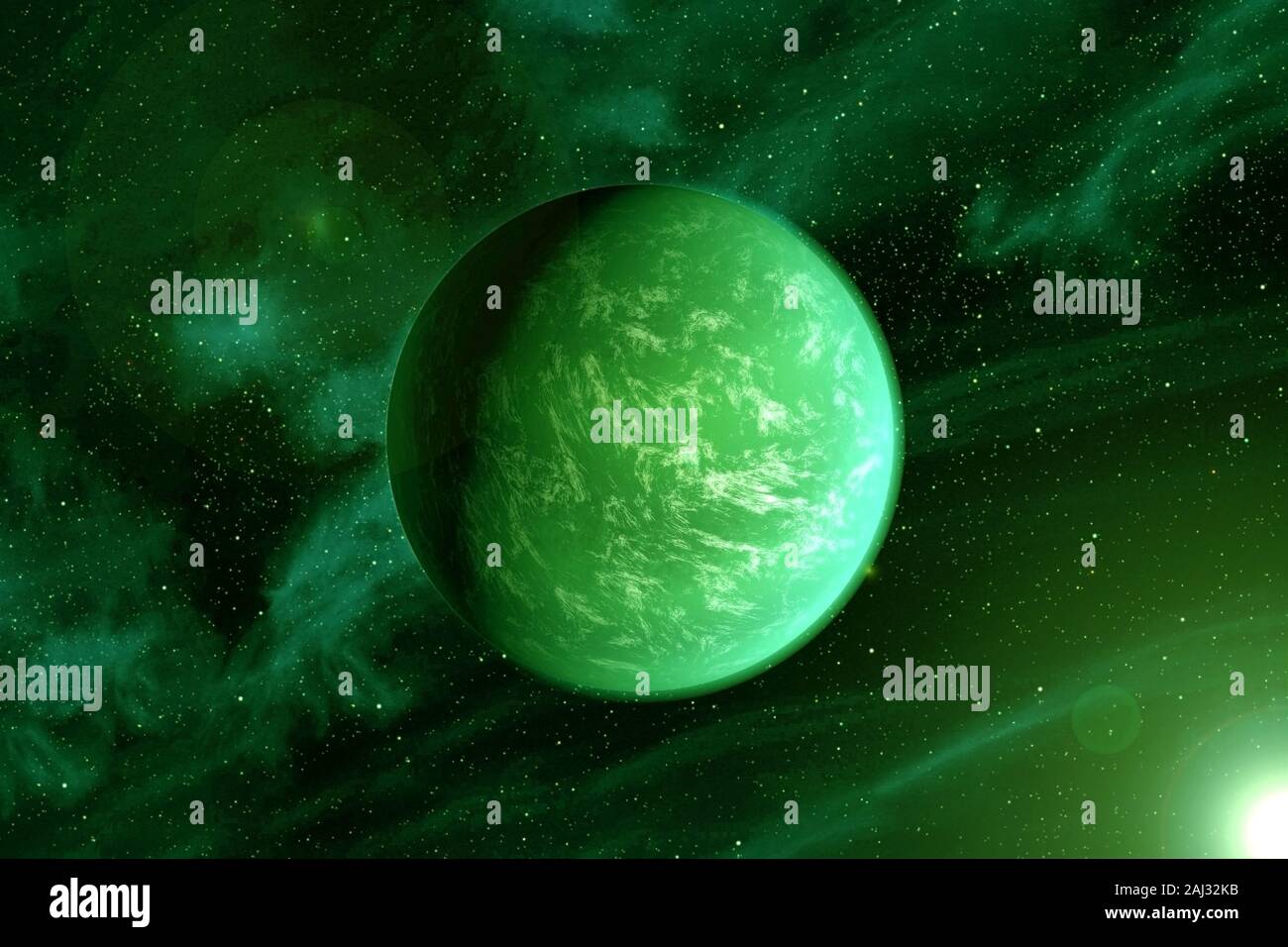 Green exoplanet in deep space. Elements of this image furnished by NASA ...