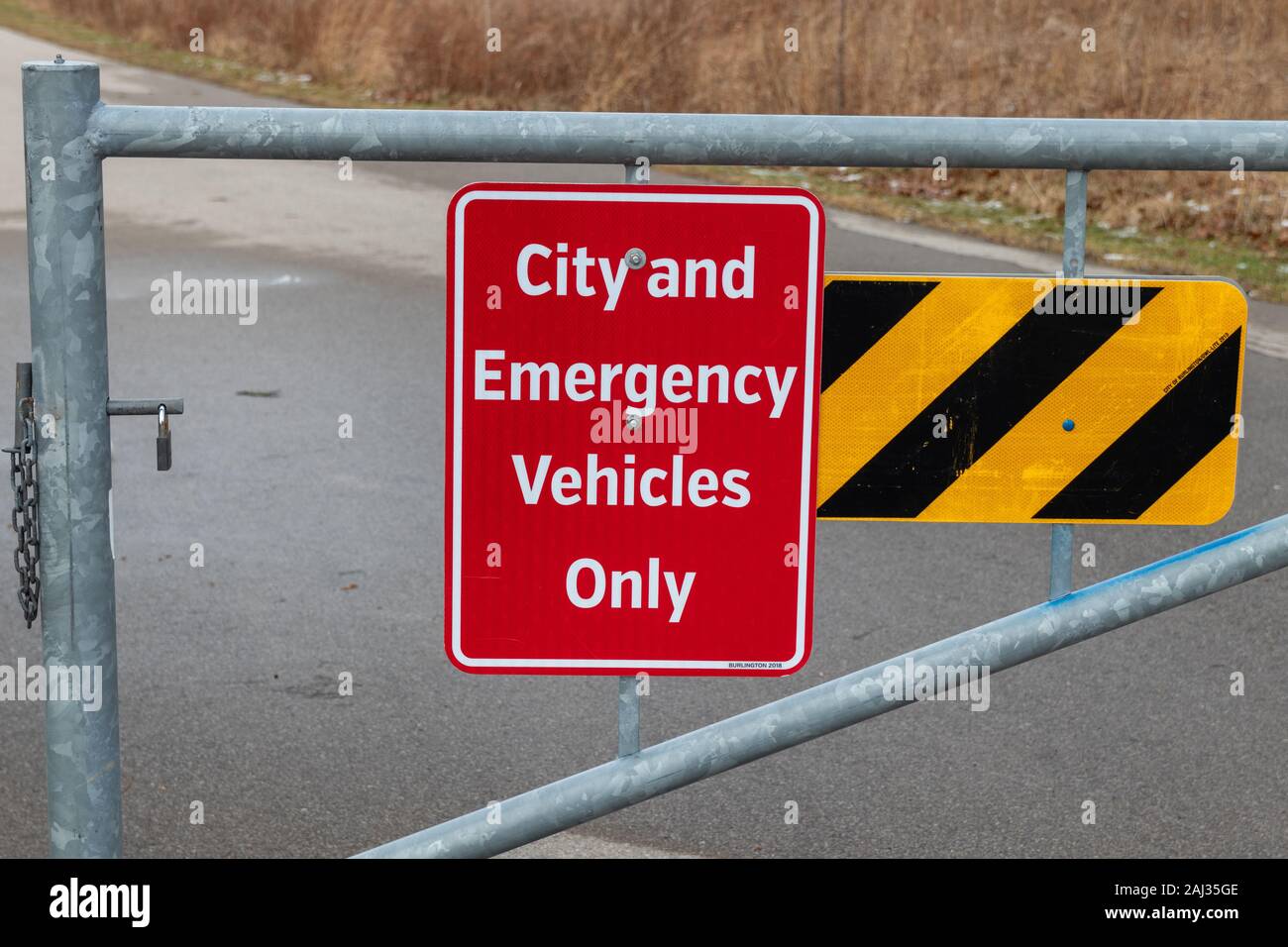 Burlington, Ontario, Canada, January 2 2020: Red sign with with letters ...
