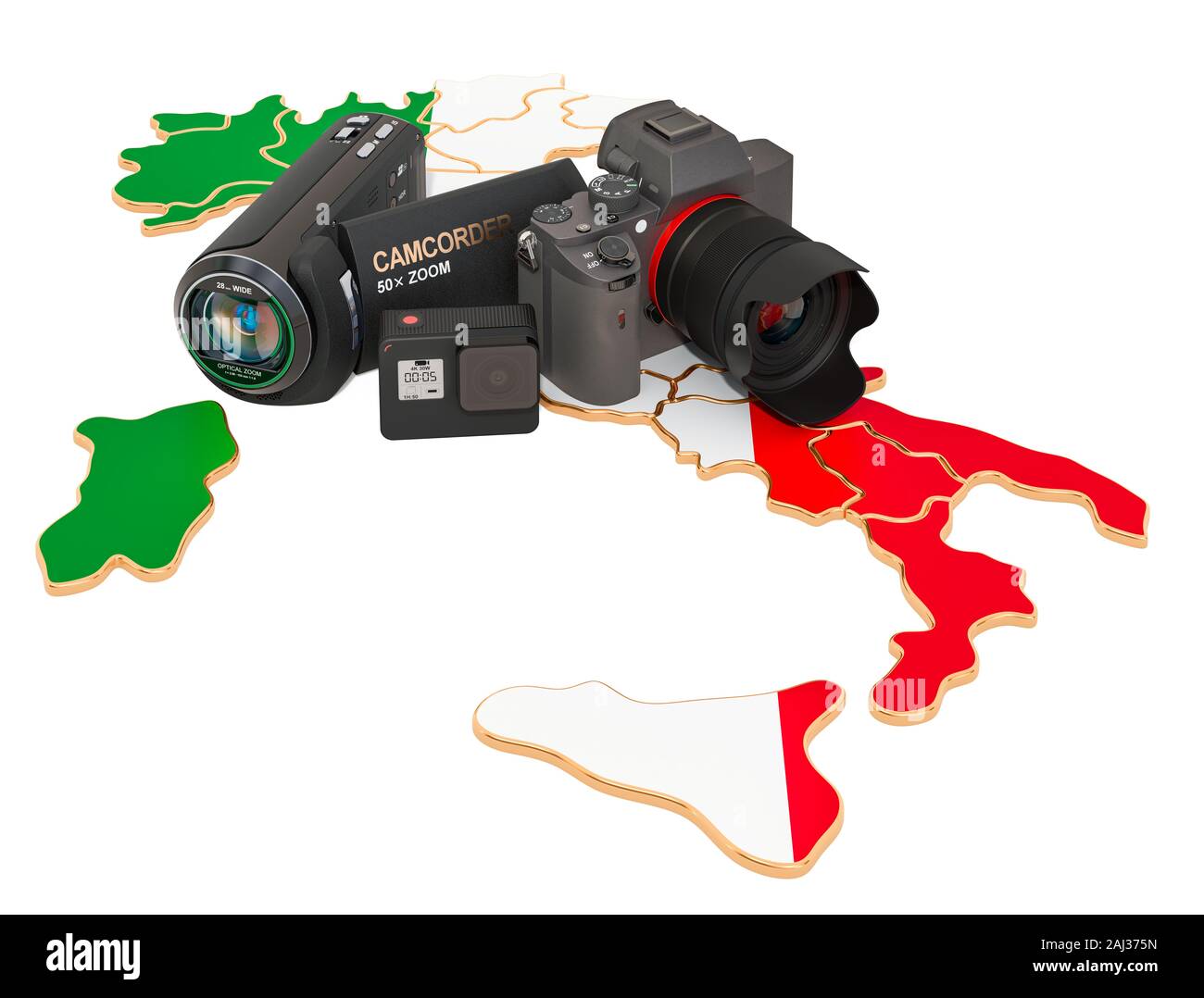 Travel and photo, video shooting in Italy. Digital camera, camcorder ...