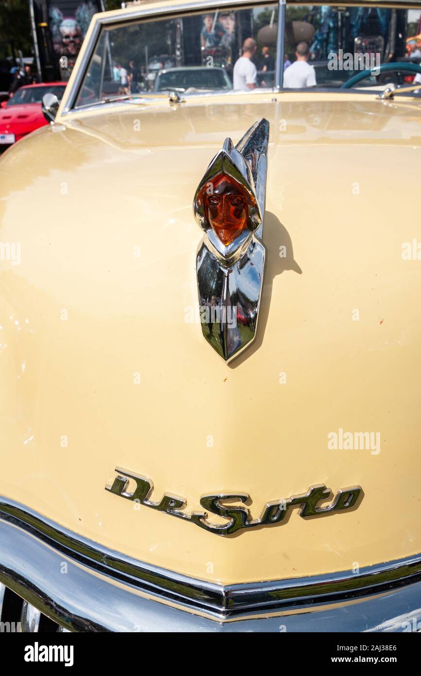 conquistador hood mascot on classic vintage De Soto custom coupe ...