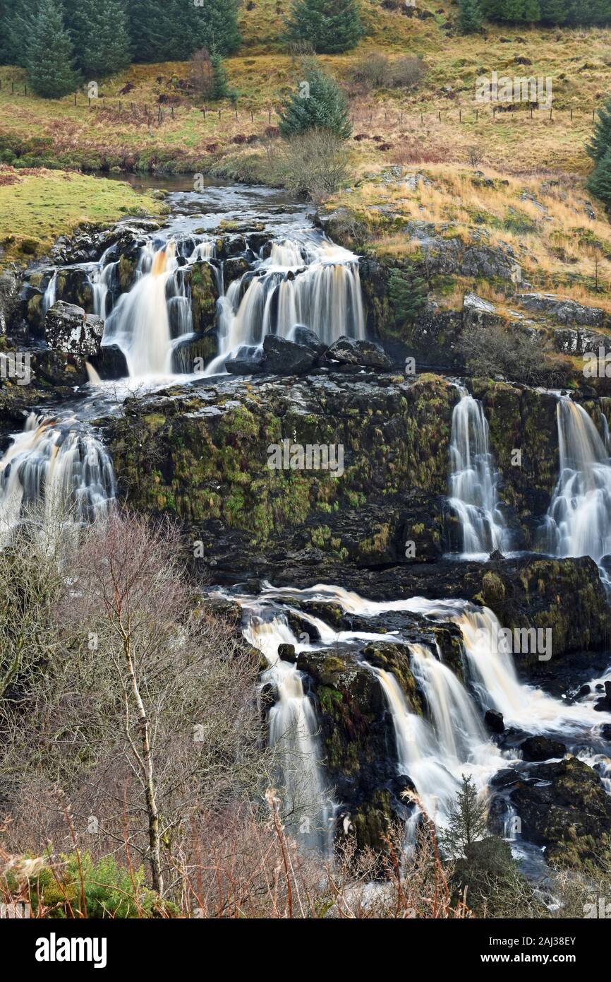 Loup of Fintry waterfall in central Scotland, UK. This is a 95 foot ...
