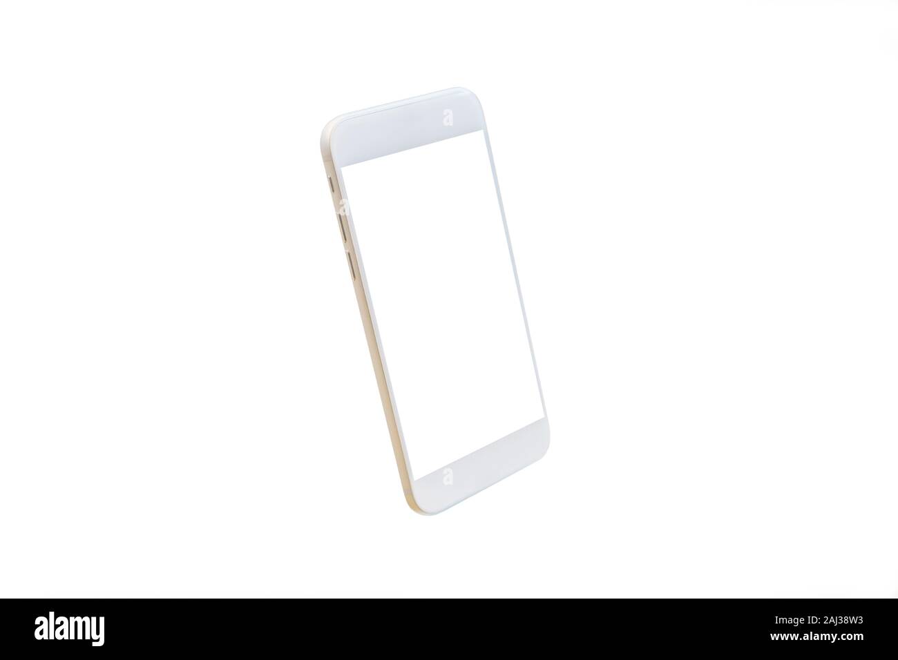 Mockup of a modern phone with a white screen on a white background ...