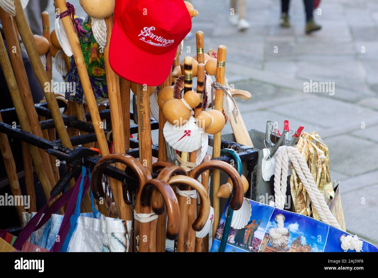 shell scallop sign marks with sticks in Way of St James , Camino de ...