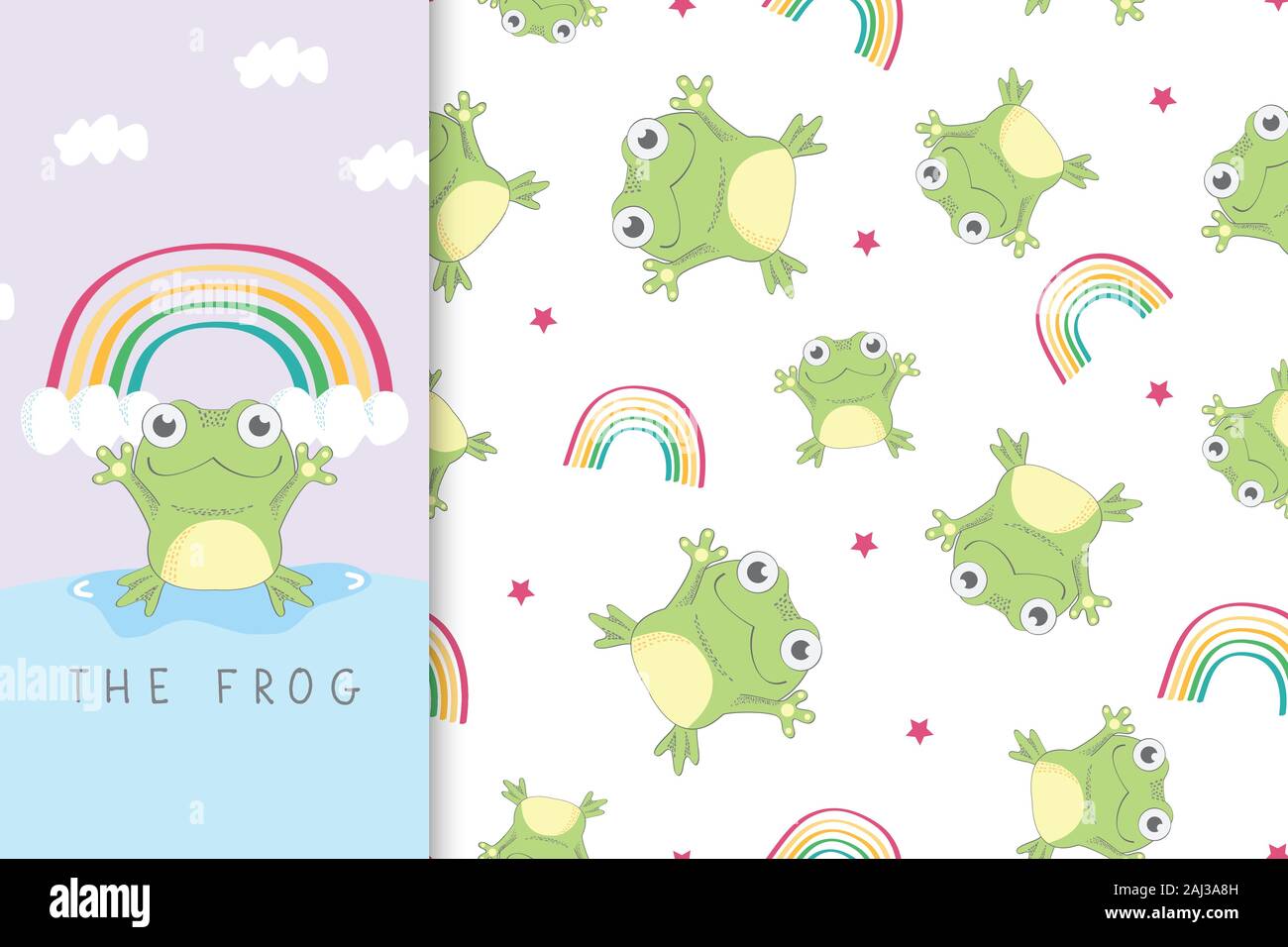 Seamless cartoon frog pattern hi-res stock photography and images - Alamy