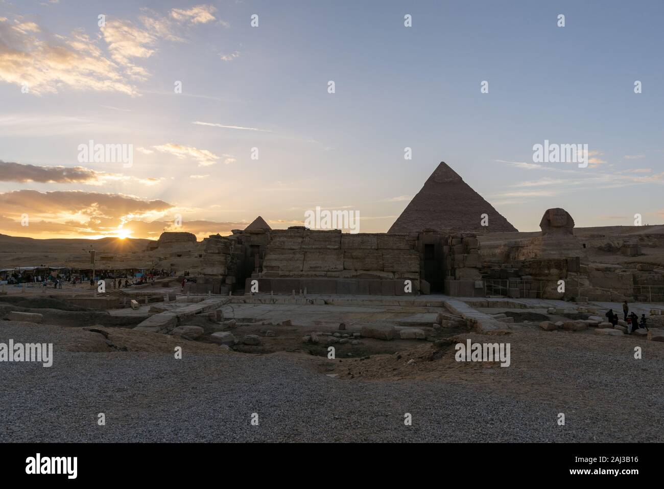 End of a day in Giza pyramid complex also called the Giza Necropolis ...