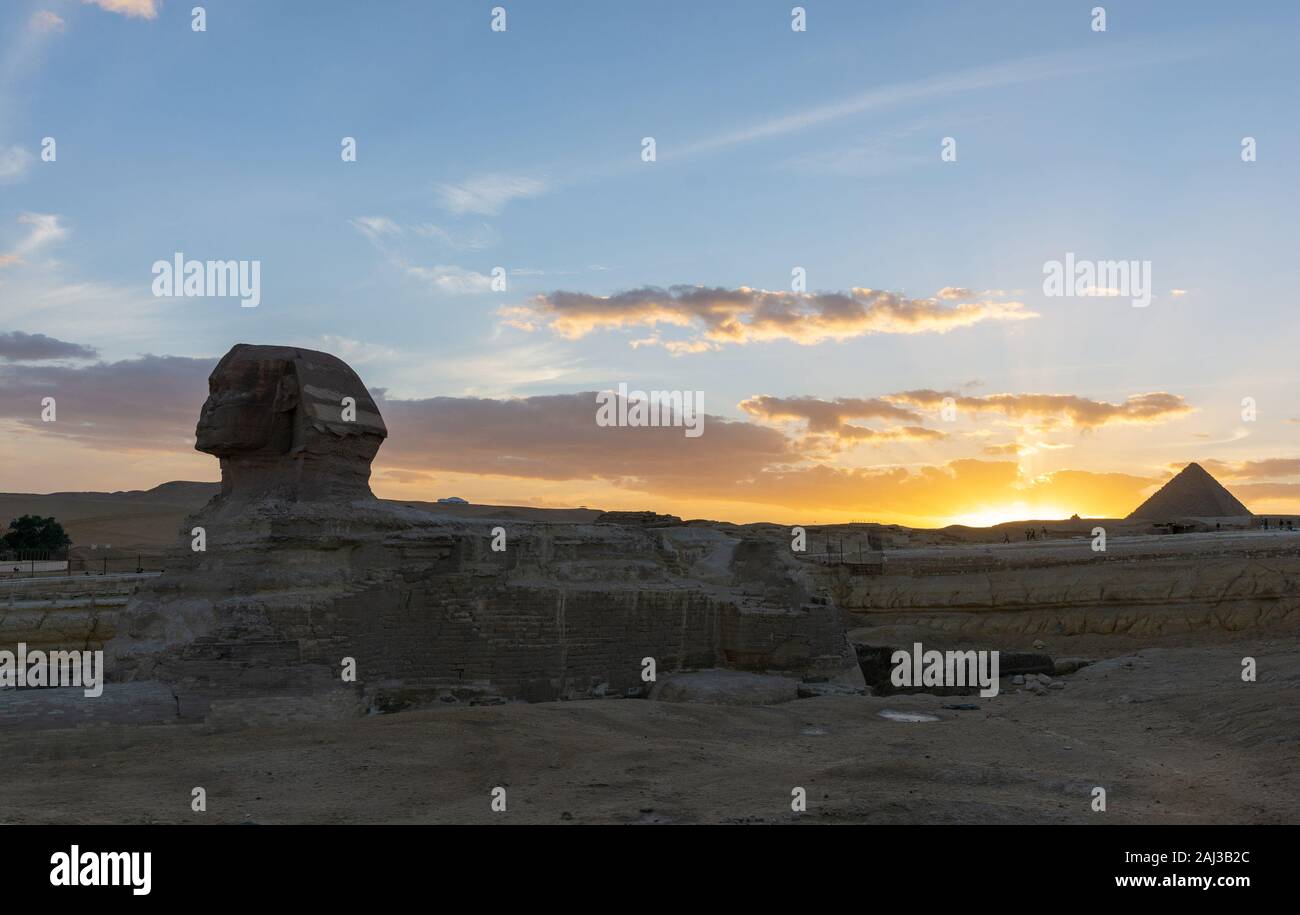 End of a day in Giza pyramid complex also called the Giza Necropolis ...
