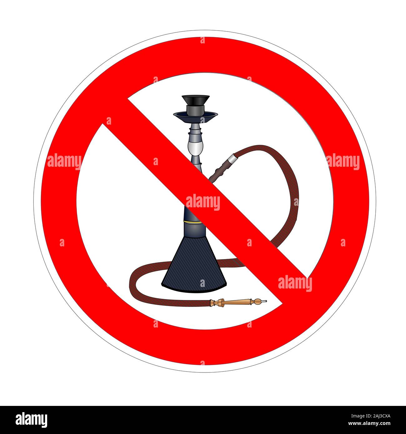 No smoking hookah forbidden sign, red prohibition symbol Stock Photo ...