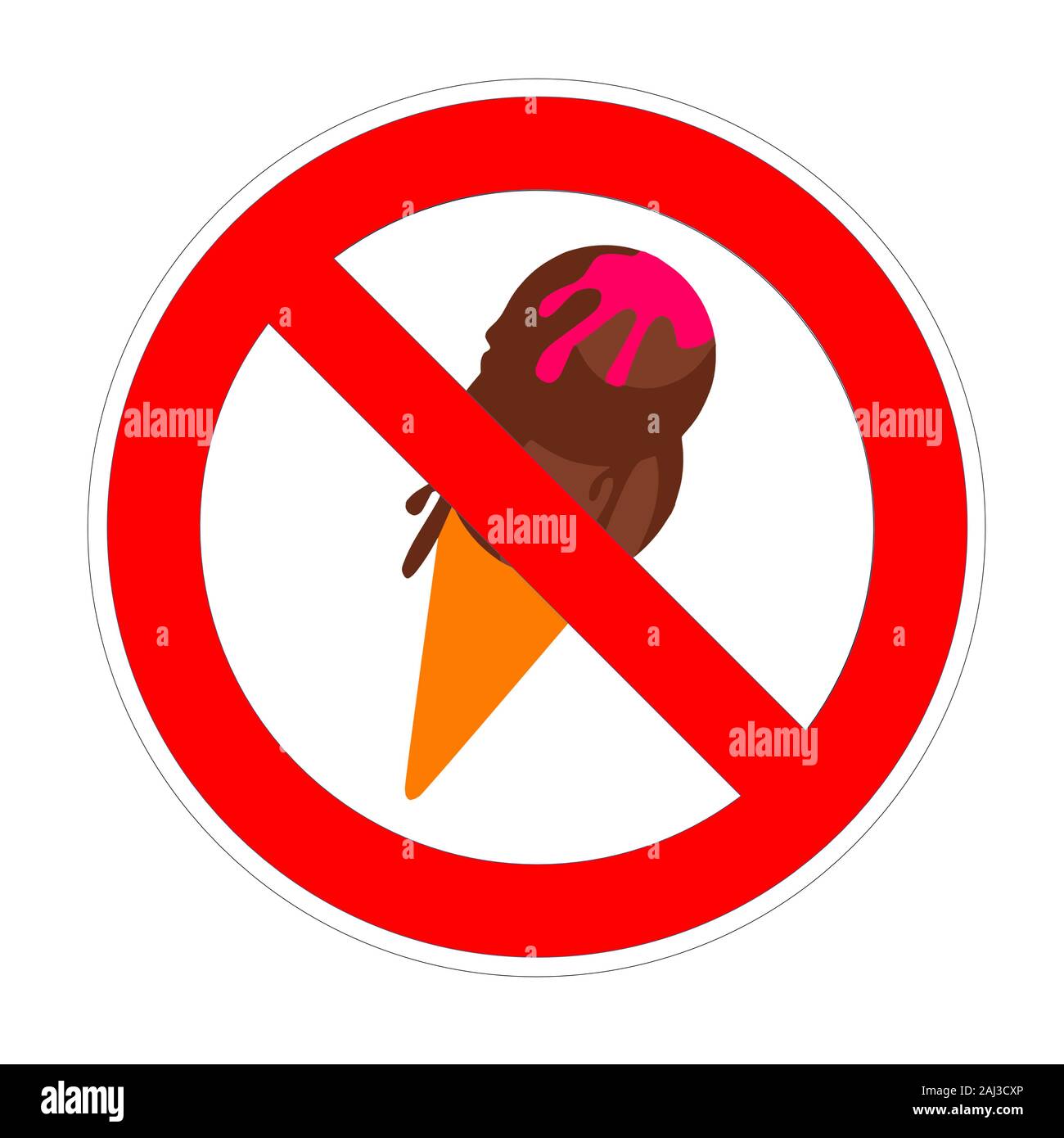 No icecream ice cream forbidden sign, red prohibition symbol Stock ...