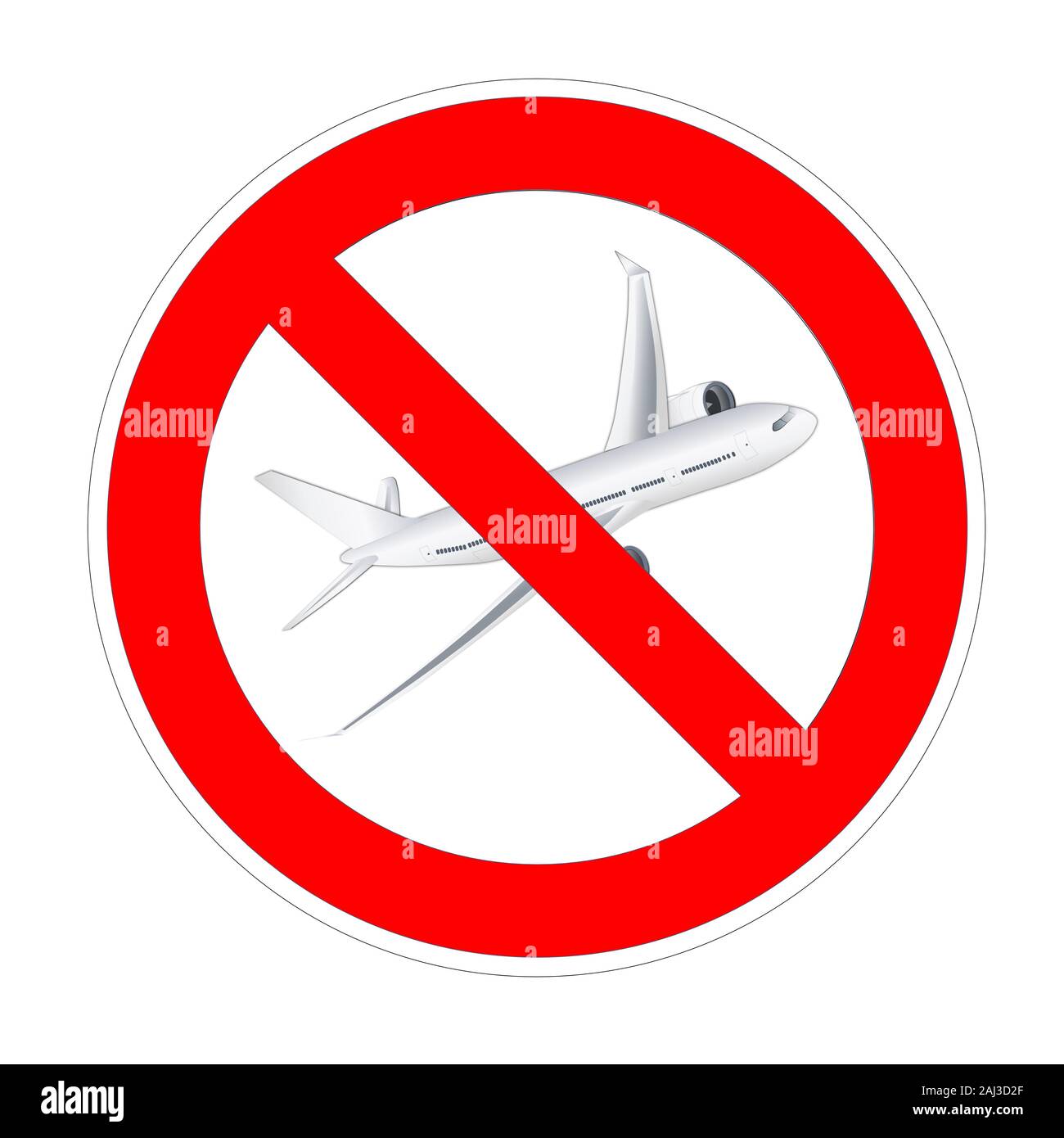 No airplane, plane, aircraft forbidden sign, red prohibition symbol ...