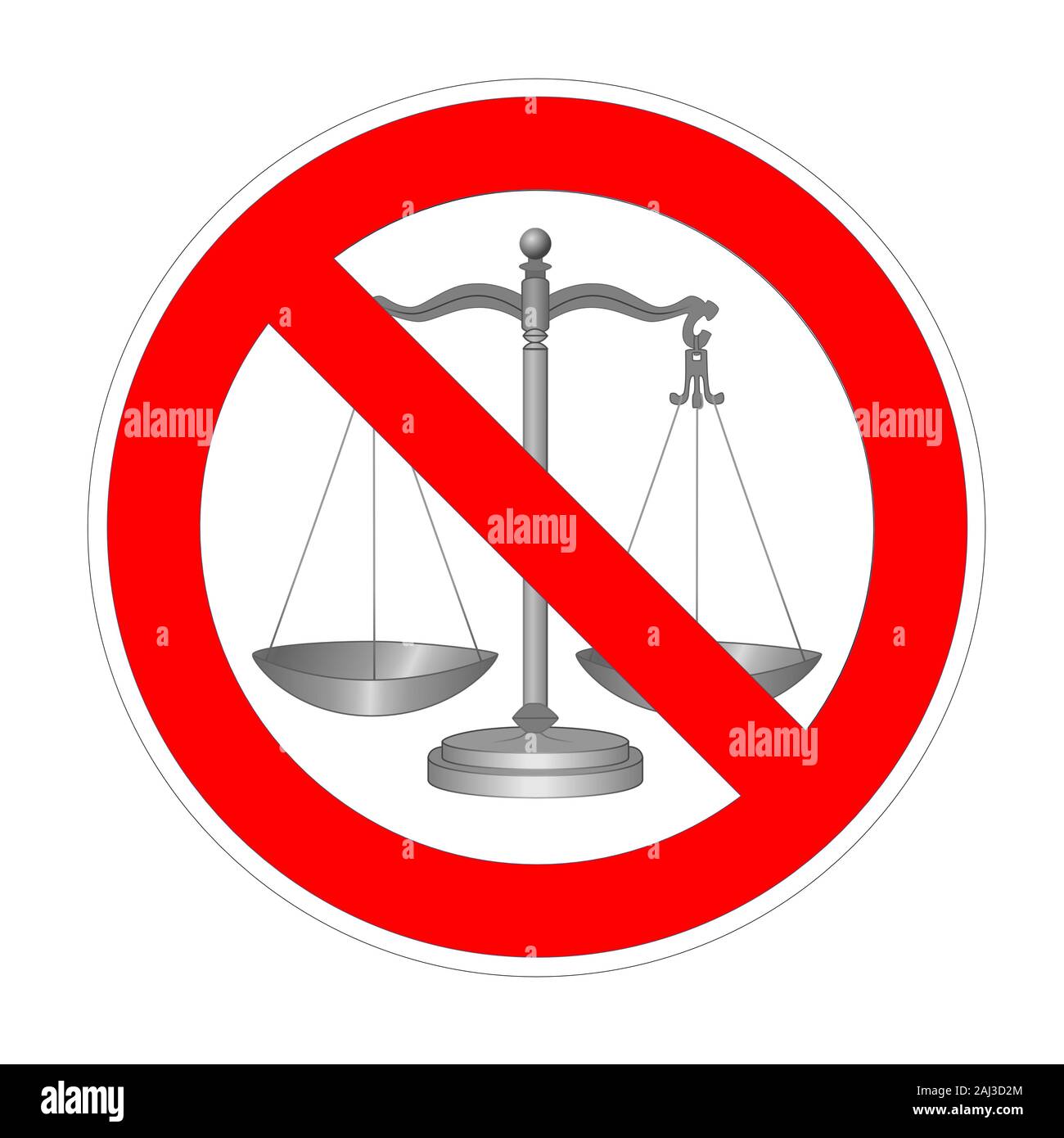 No justice, law, tribunal, ligitation forbidden sign, red prohibition ...