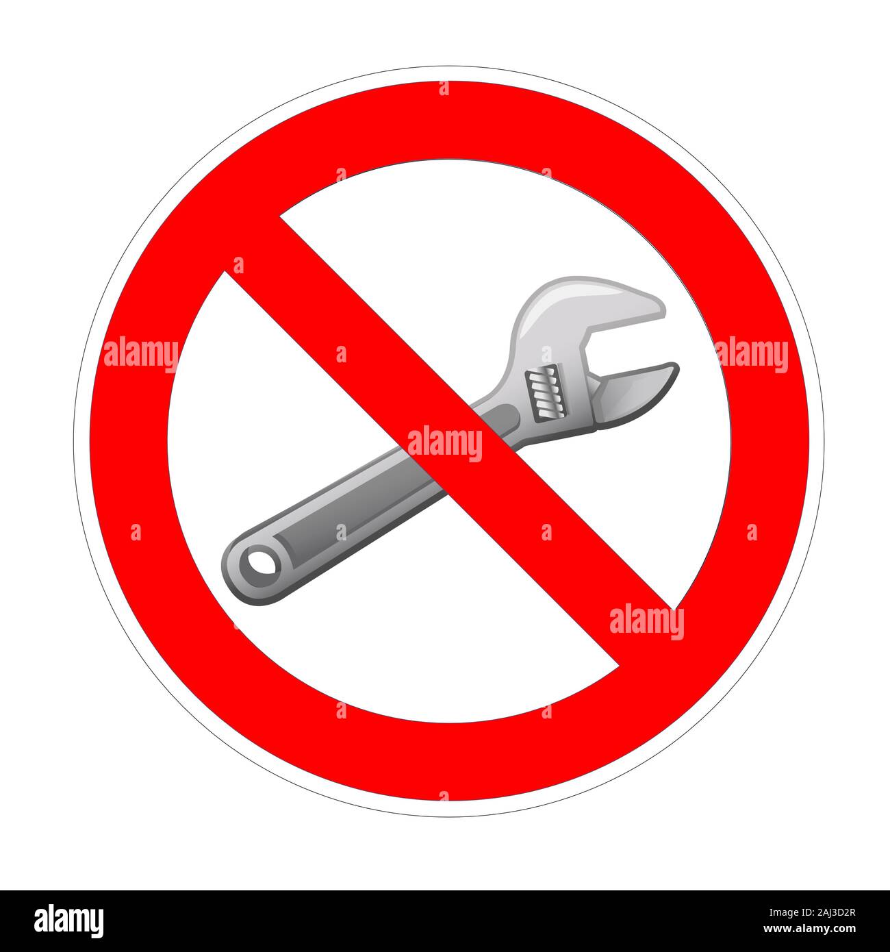 No wrench repair forbidden sign, red prohibition symbol Stock Photo - Alamy