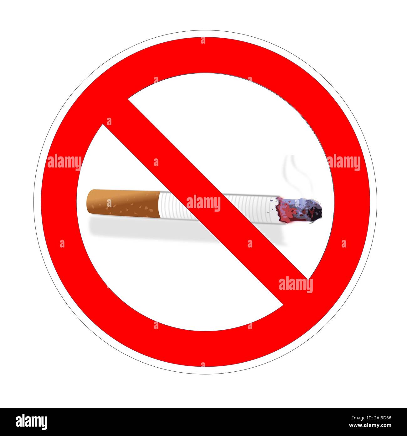 No cigarette or smoke smoking area forbidden sign, red prohibition ...