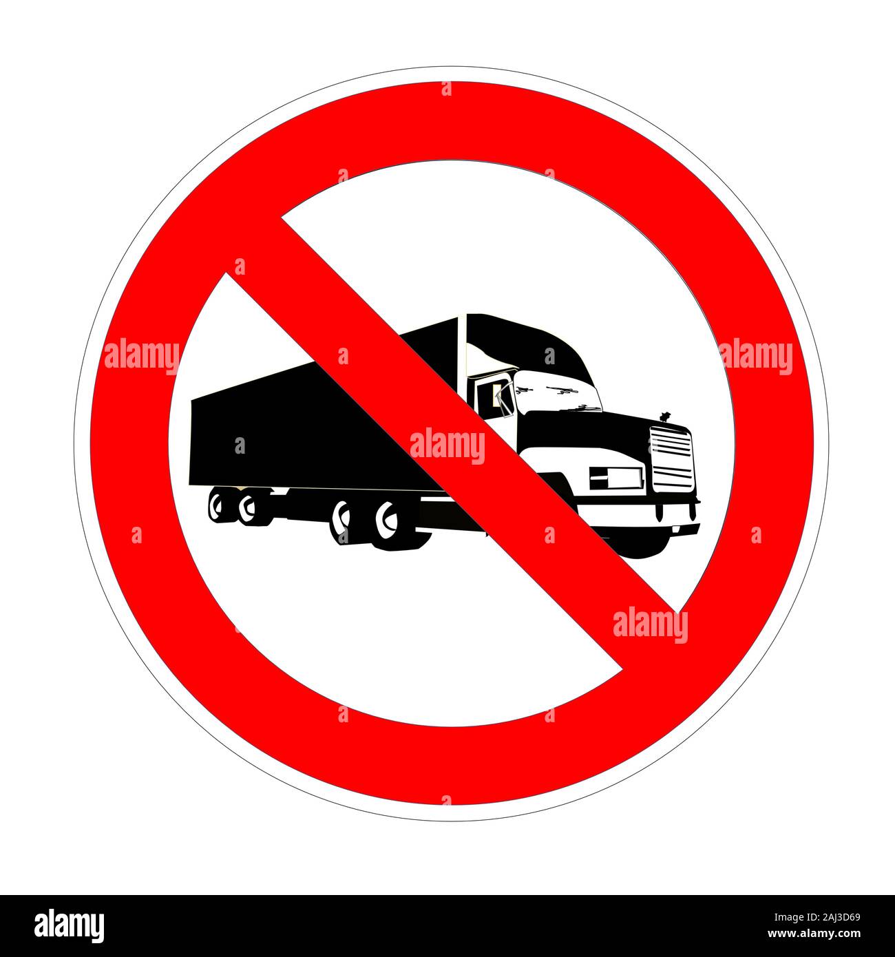 No truck forbidden sign, red prohibition symbol Stock Photo - Alamy