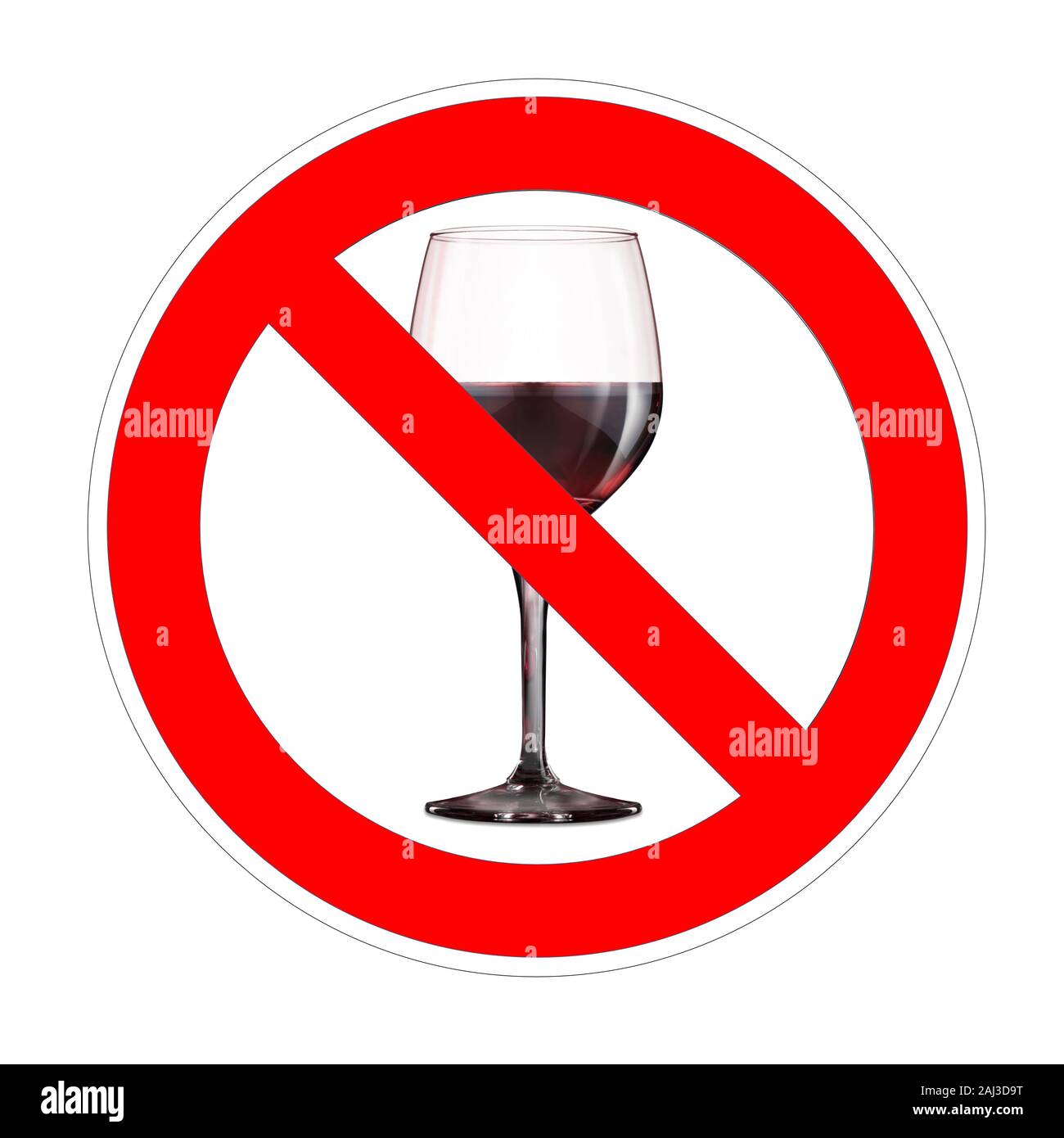 No alcohol or wine forbidden sign, red prohibition symbol Stock Photo ...