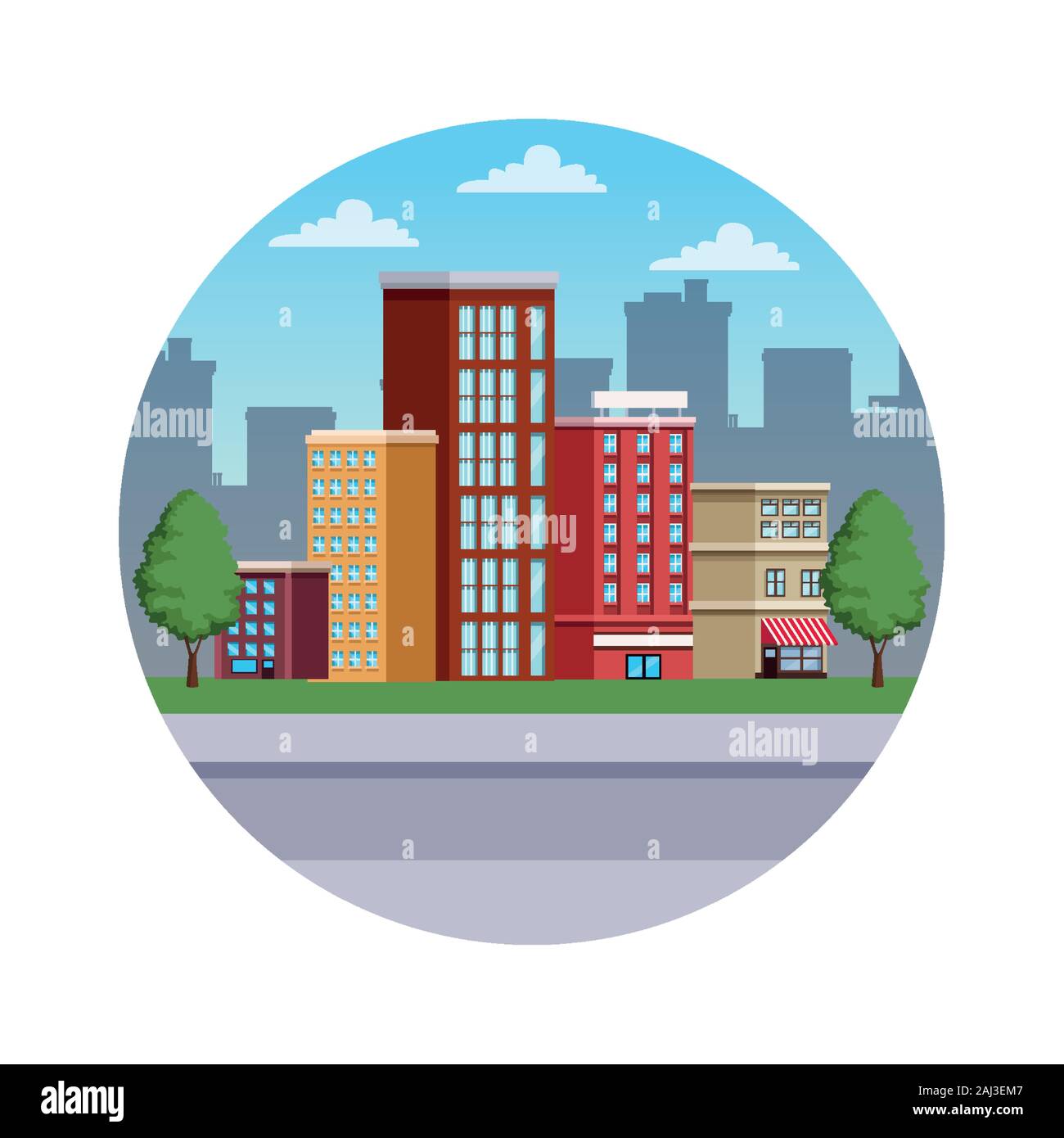 buildings cityscape with road urban scene Stock Vector Image & Art - Alamy