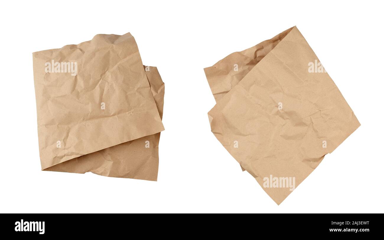 folded blank brown kraft paper sheet isolated on white background ...