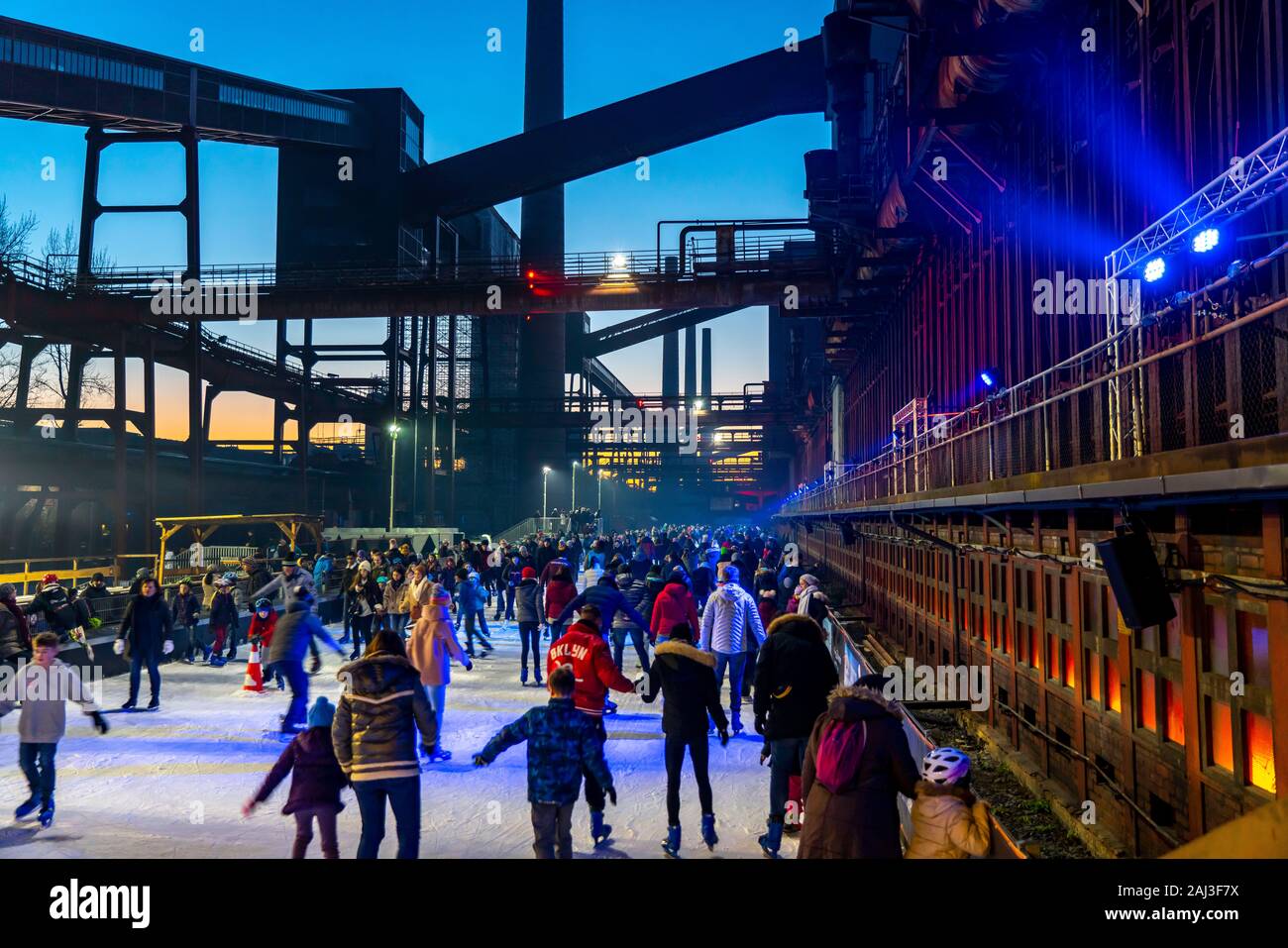 Ice rink at the Zollverein coking plant, Zollverein World Heritage Site ...