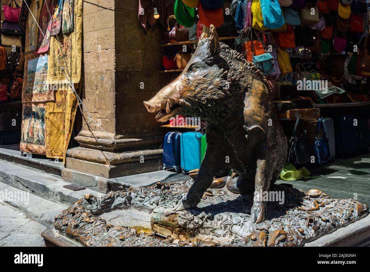 Florence, Italy - June 5, 2019 : Il Porcellino (piglet) is the local ...