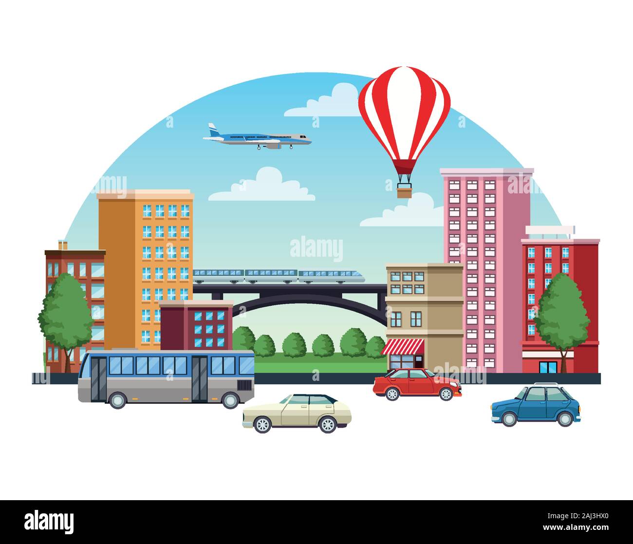 buildings cityscape with means of transport Stock Vector Image & Art ...