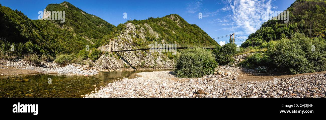 River Kiri near Prekal in Maranai Park in Albania with turquoise blue ...