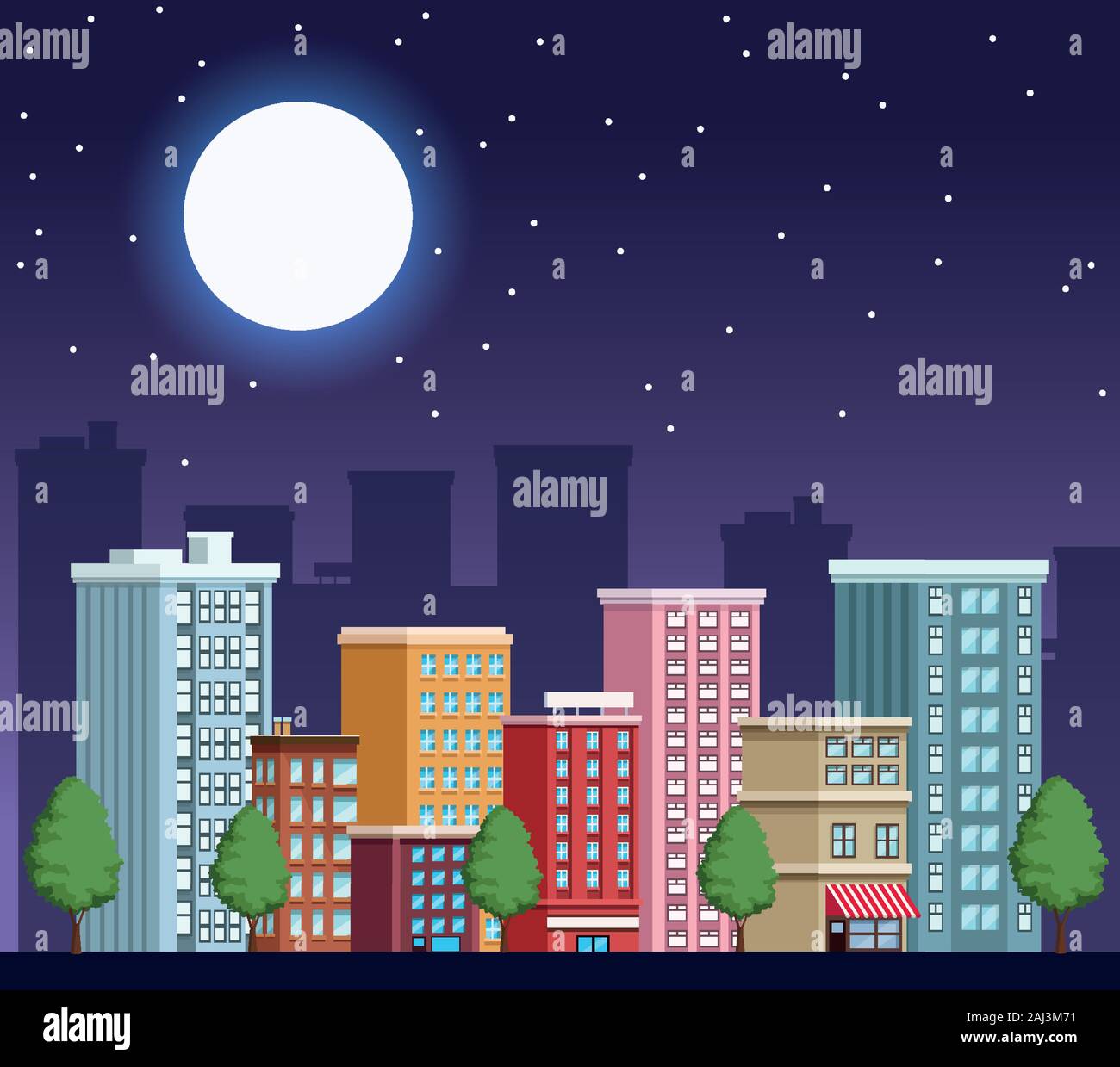 buildings cityscape urban night scene Stock Vector Image & Art - Alamy
