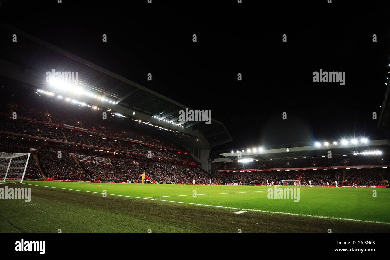 General view of the action at anfield hi-res stock photography and ...