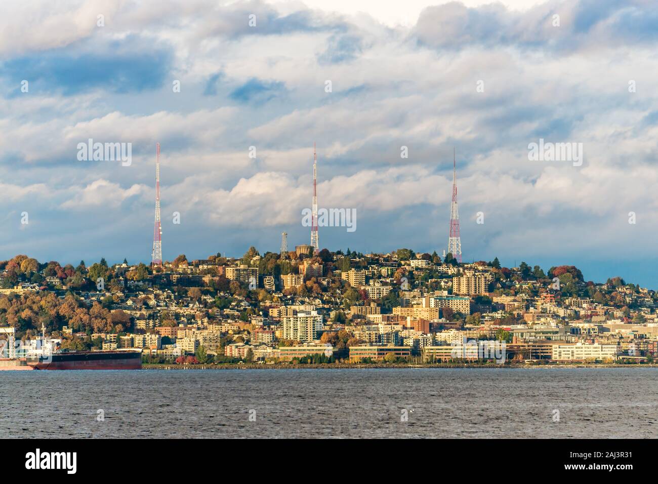 A view of buildings on Queen Ann Hill in Seattle, Washington Stock ...