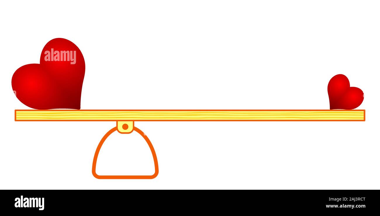 Illustration of the concept lever balance with valentine hearts Stock ...