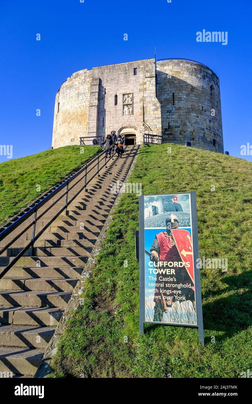 Clifford's Tower, York Castle, York, Yorkshire, England, UK Stock Photo ...