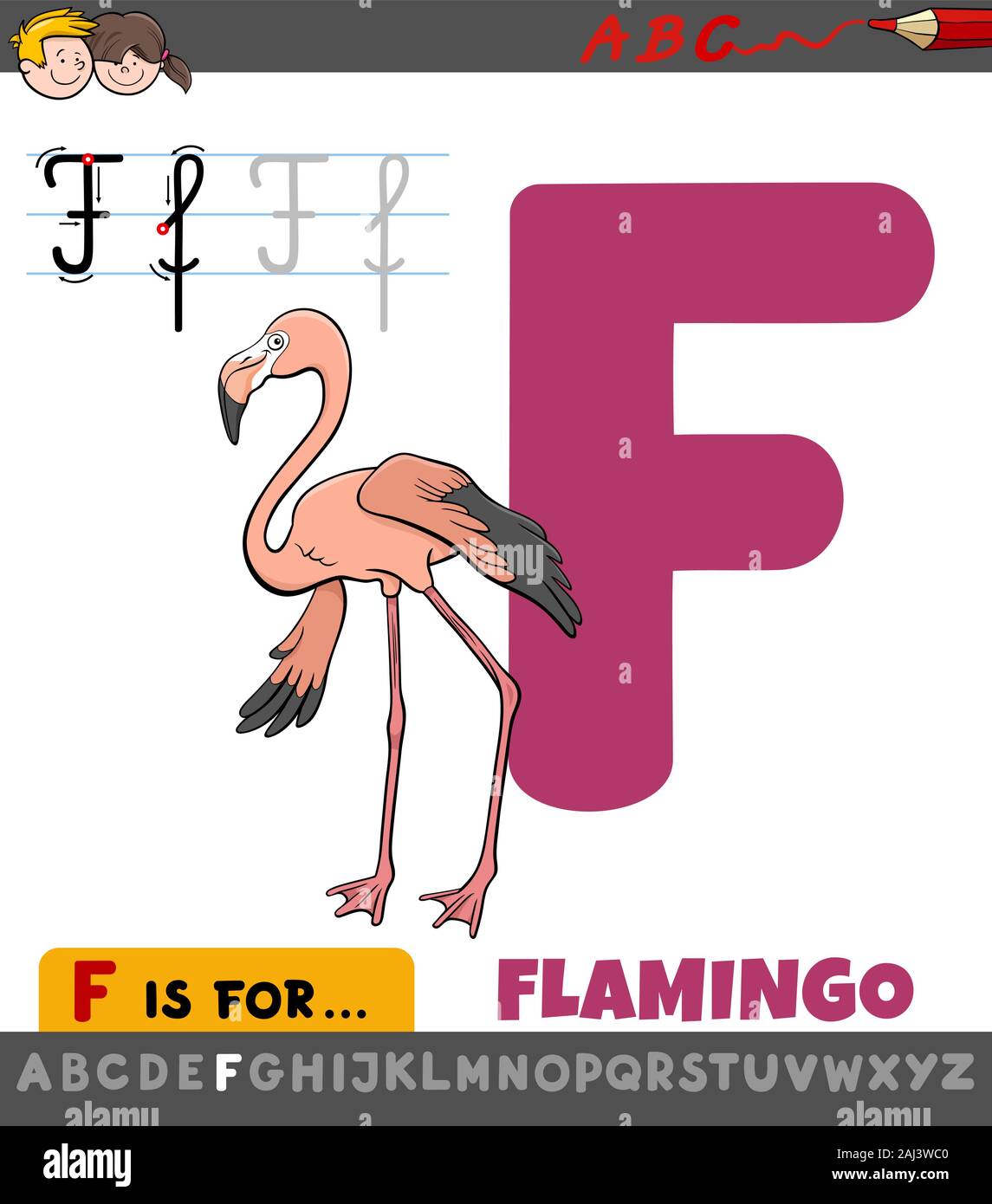 Educational Cartoon Illustration of Letter F from Alphabet with ...