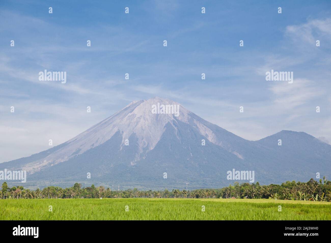 The conical volcano of Gunung Agung in Bali, Indonesia. Agung volcano ...