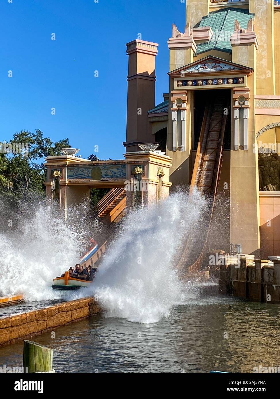 Orlando,FL/USA-12/25/19: People on the Journey to Atlantis Roller ...