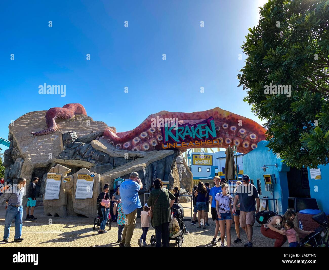 Orlando,FL/USA-12/25/19: The entrance to the Kraken Unleashed Roller ...