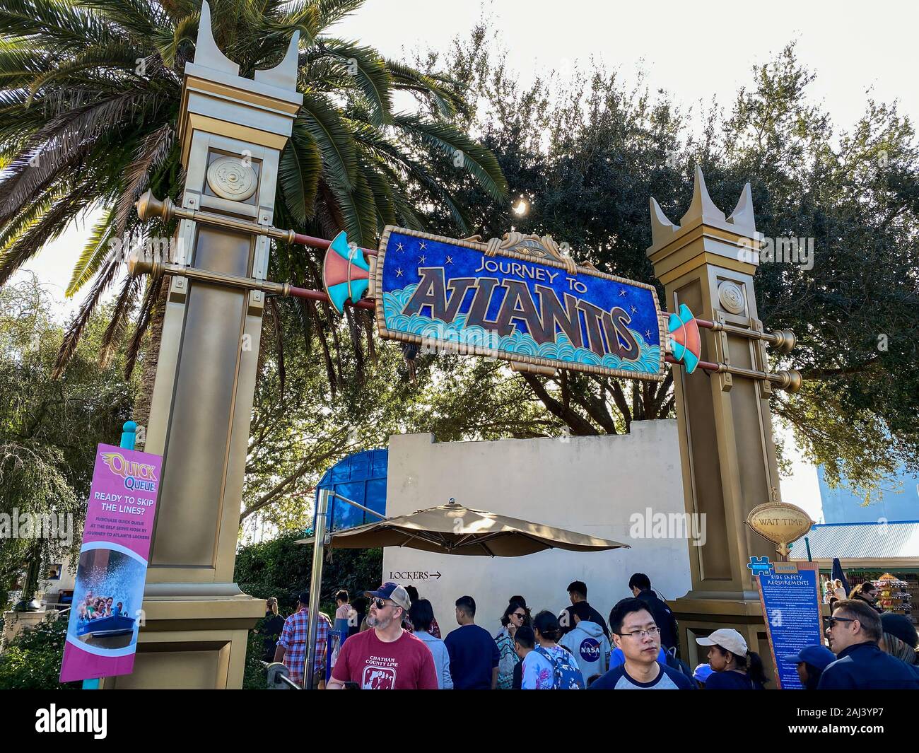 Orlando,FL/USA-12/25/19: People waiting in line to get on the Journey ...