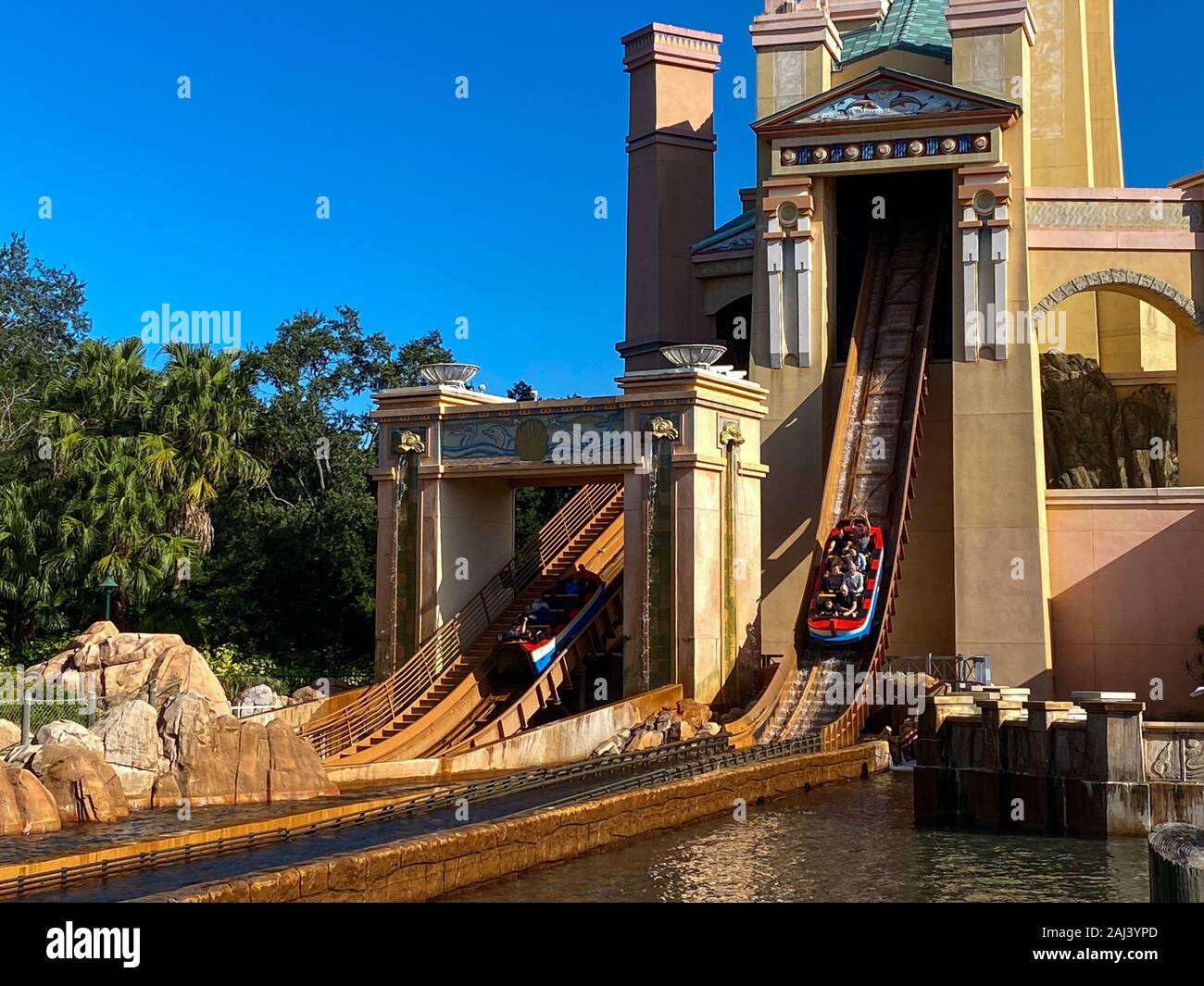 Orlando,FL/USA-12/25/19: People on the Journey to Atlantis Roller ...