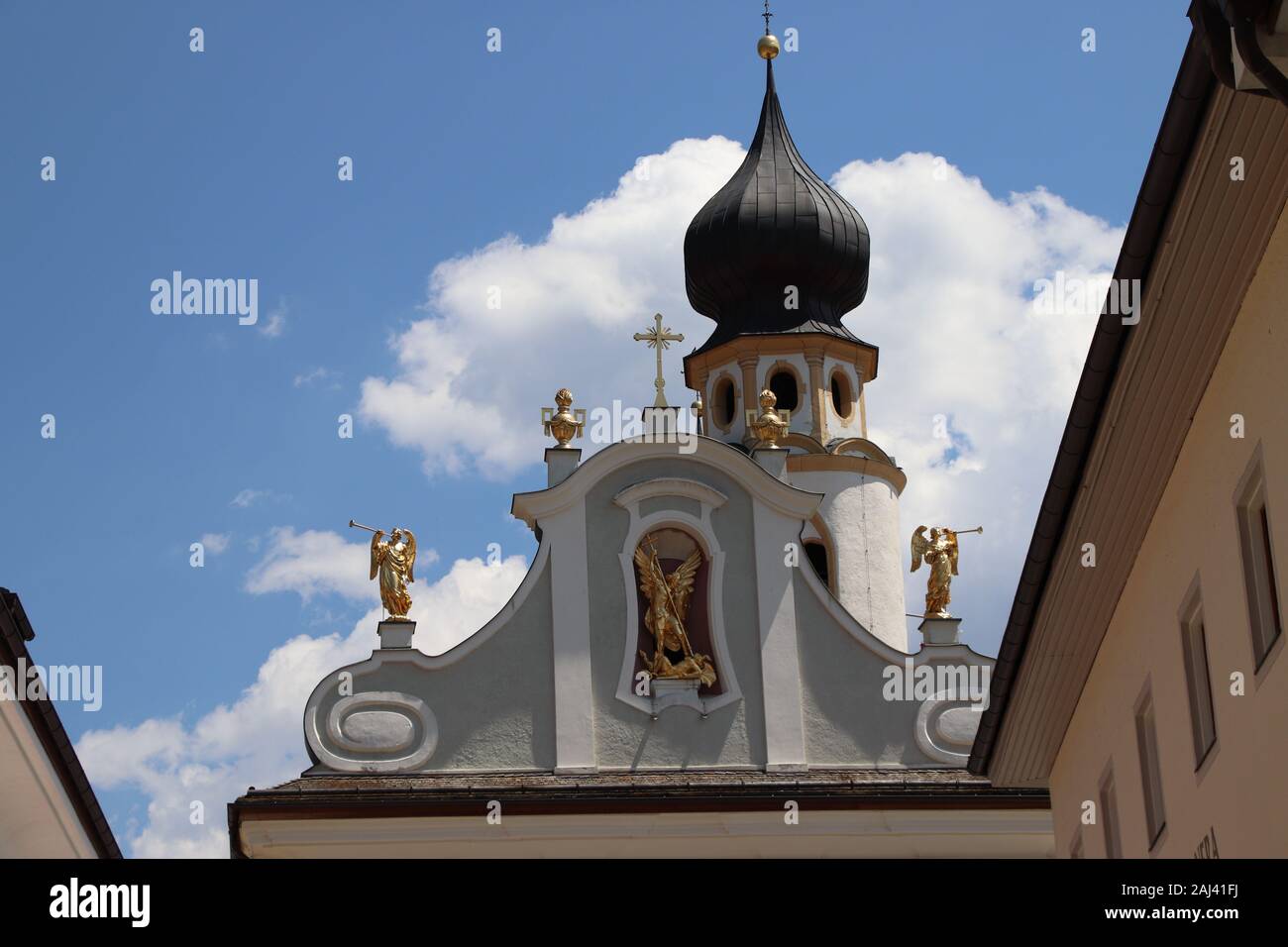 church in San Candido. San Candido is located in the Puster Valley in ...
