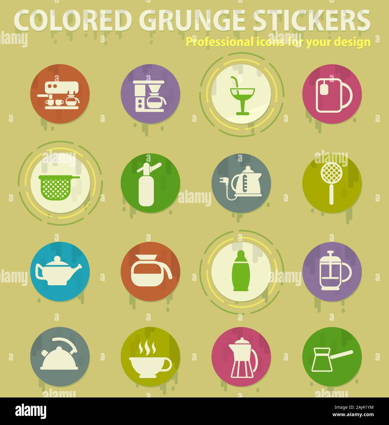 colored grunge icons Stock Vector Image & Art - Alamy