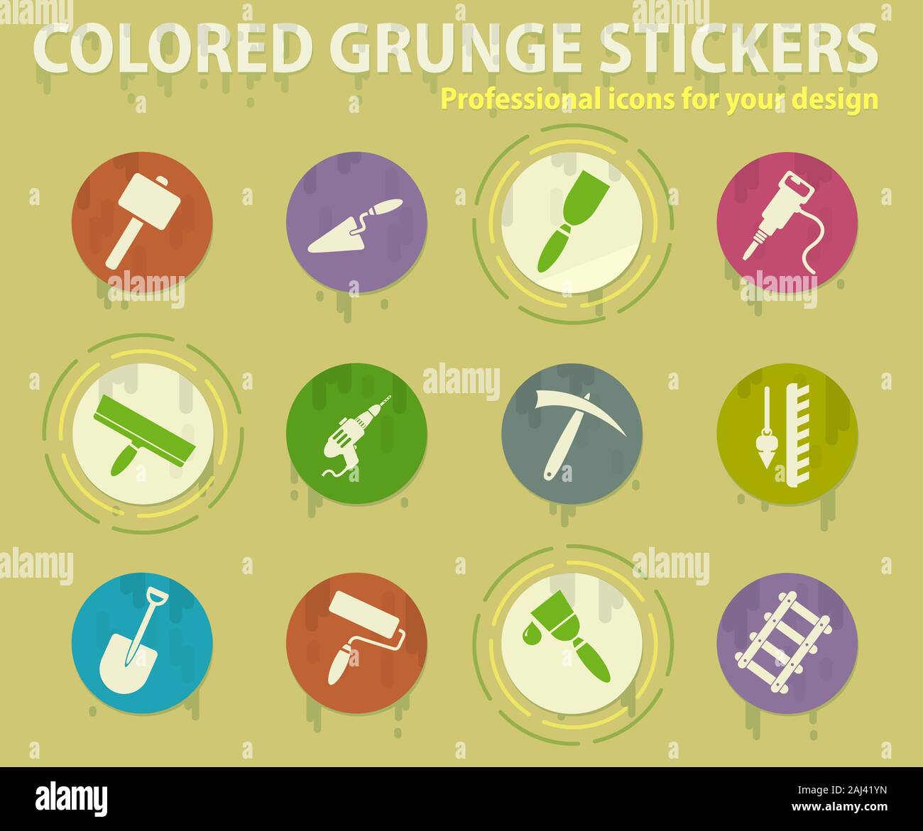 Construction colored grunge icons Stock Vector Image & Art - Alamy