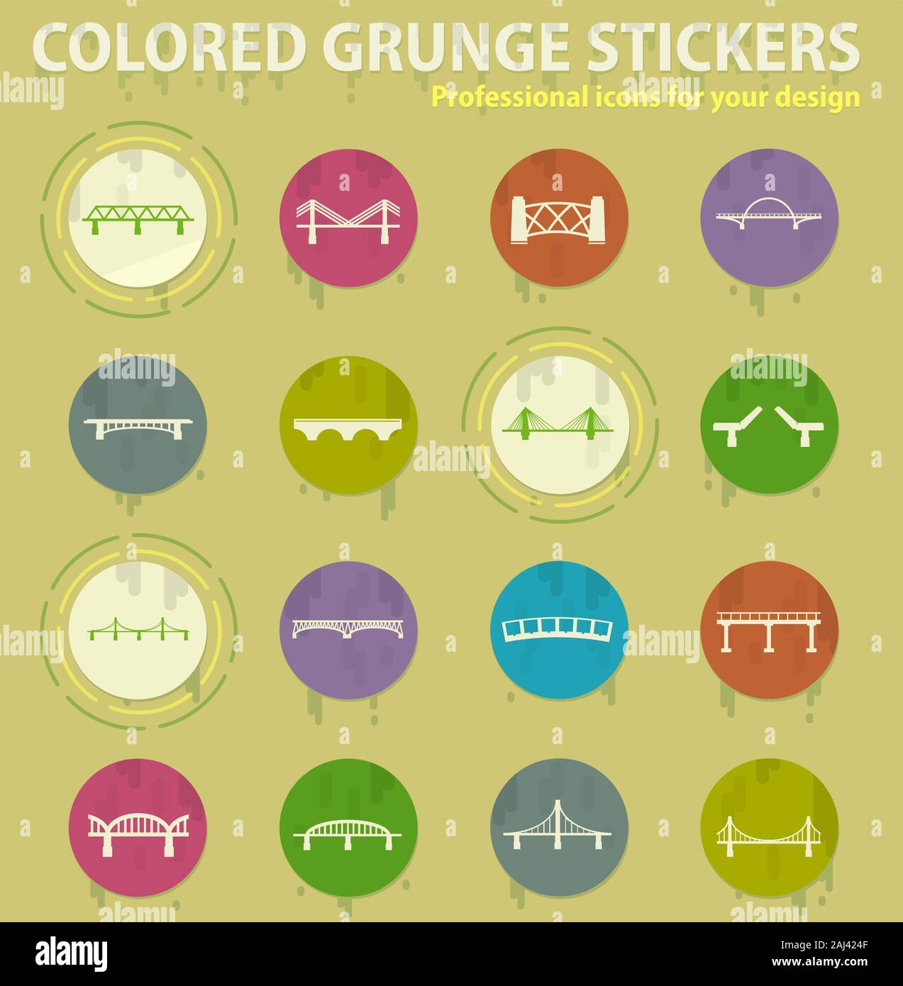 Bridges colored grunge icons Stock Vector Image & Art - Alamy
