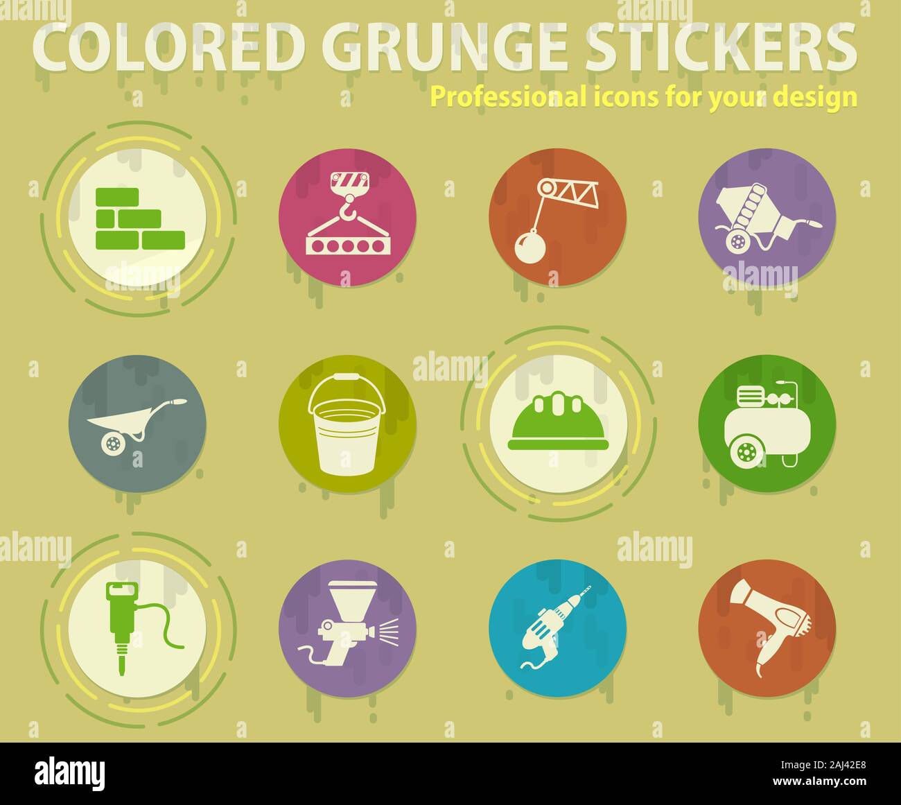 Construction colored grunge icons Stock Vector Image & Art - Alamy