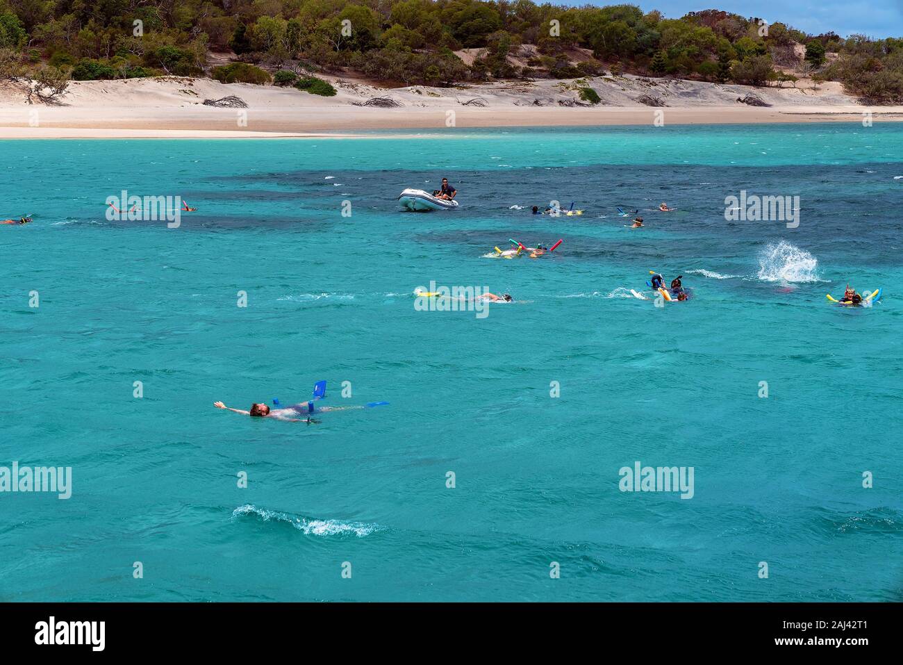 Yeppoon, Queensland, Australia - December 2019: A rescue boat circles ...
