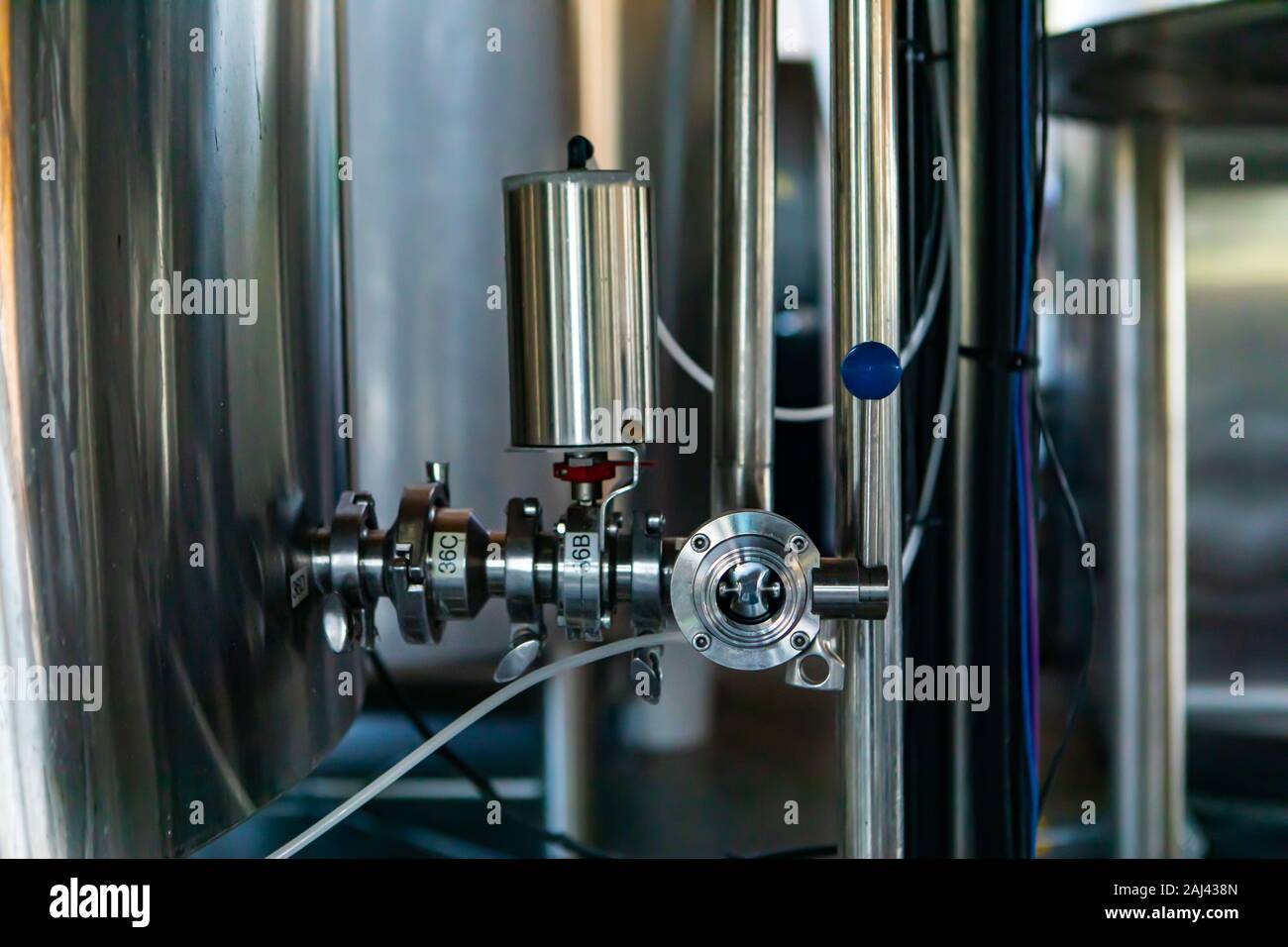 different pipes and valves, brewery piping systems and temperature and ...