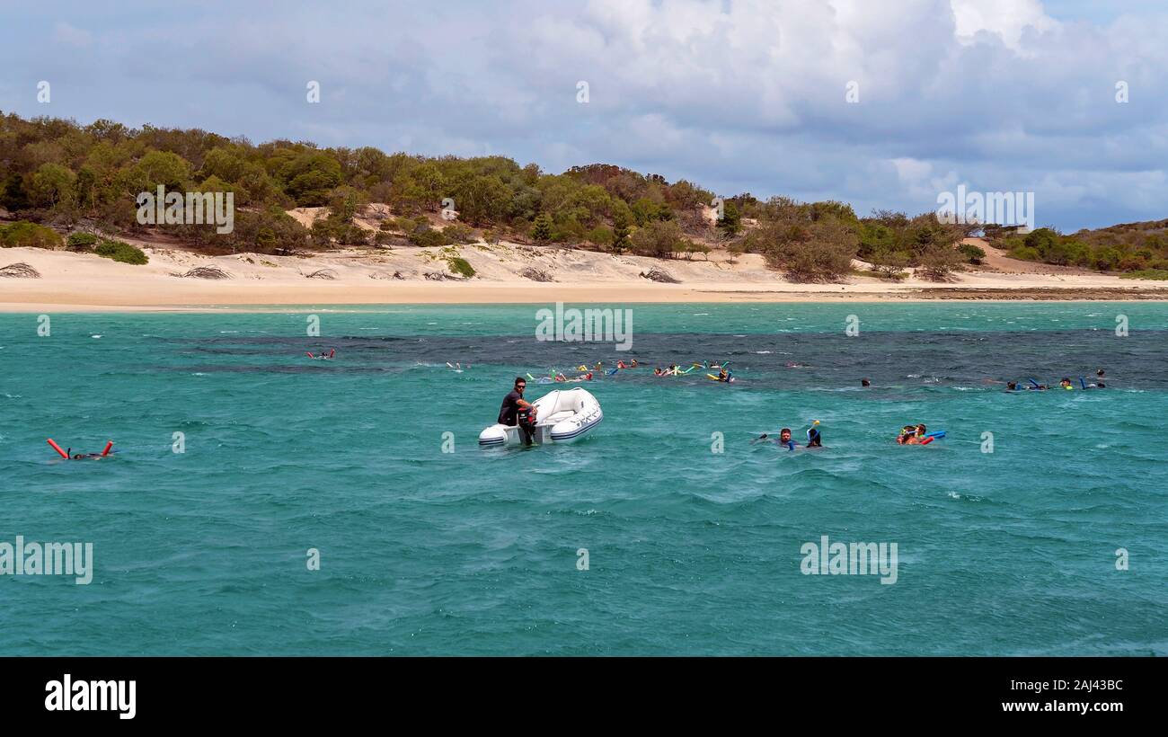 Yeppoon, Queensland, Australia - December 2019: A rescue boat circles ...